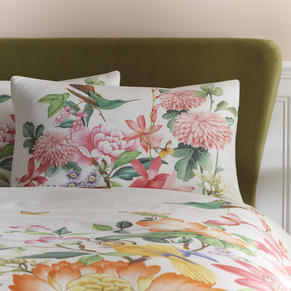 Golden Parrot Ivory Ivory Bedding | Clarke & Clarke by Sanderson Design