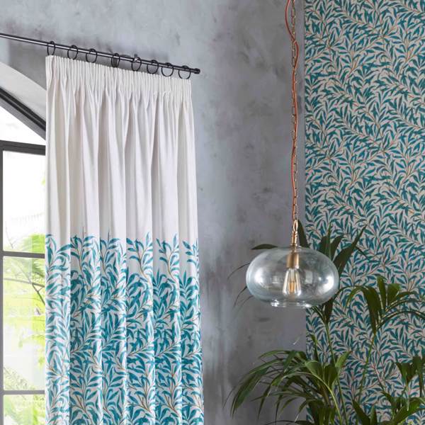 C&C Willow Boughs Teal Teal Curtains | Clarke & Clarke by Sanderson Design