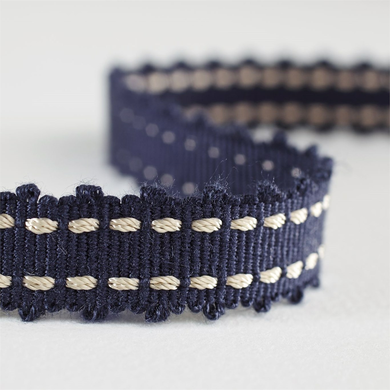 Picot Braid Indigo/Linen Trimmings | Sanderson by Sanderson Design