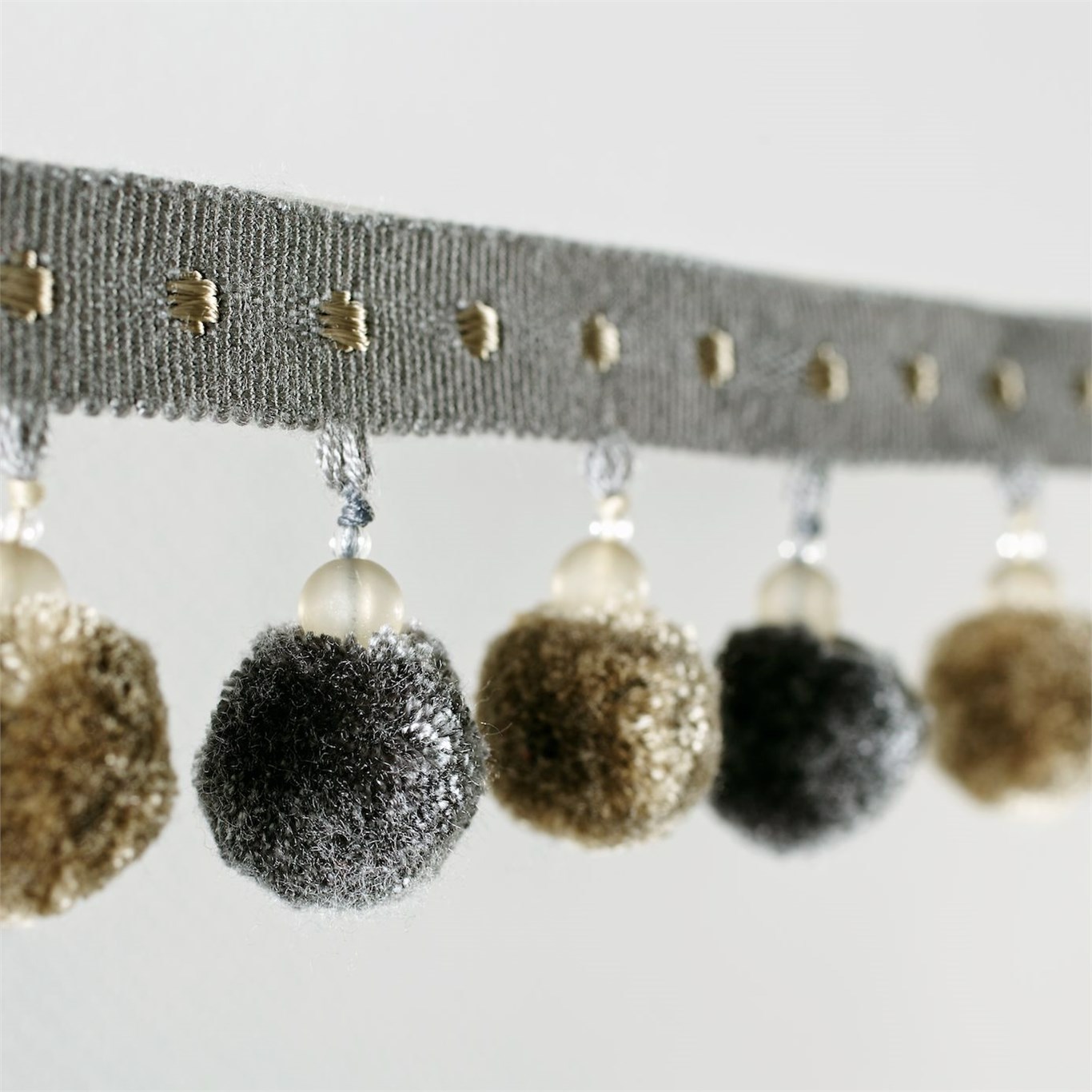 Bobble Fringe Pewter/Linen Trimmings | Sanderson by Sanderson Design